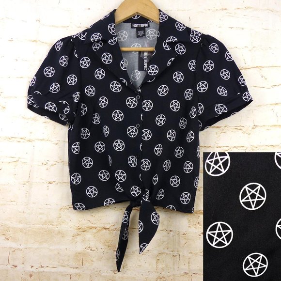 Hot Topic | Tops | Hot Topic Pentagram Tie Front Buttonup Top Womens S ...